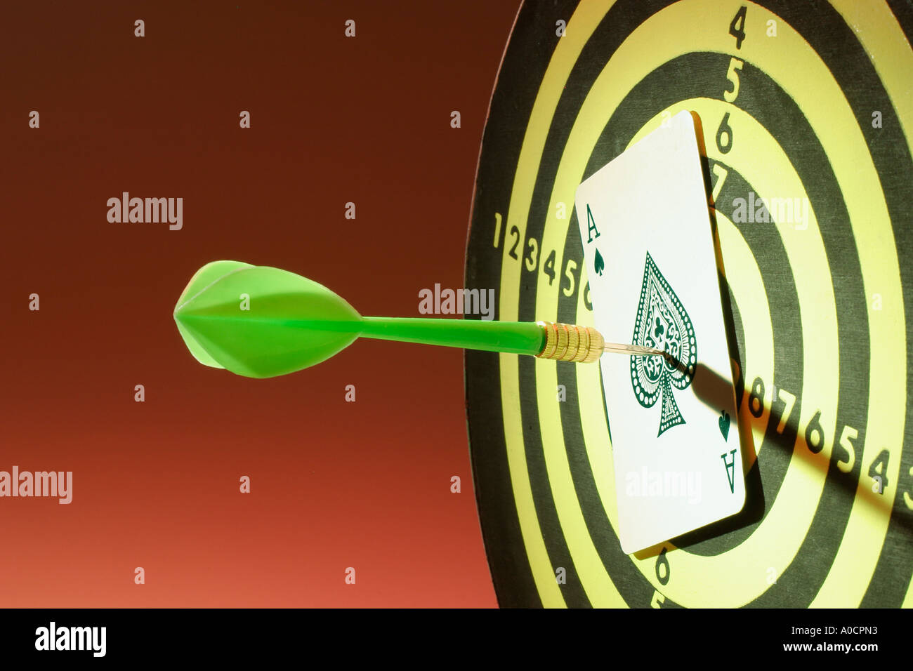 Ace Card and Dart on Dartboard Stock Photo - Alamy
