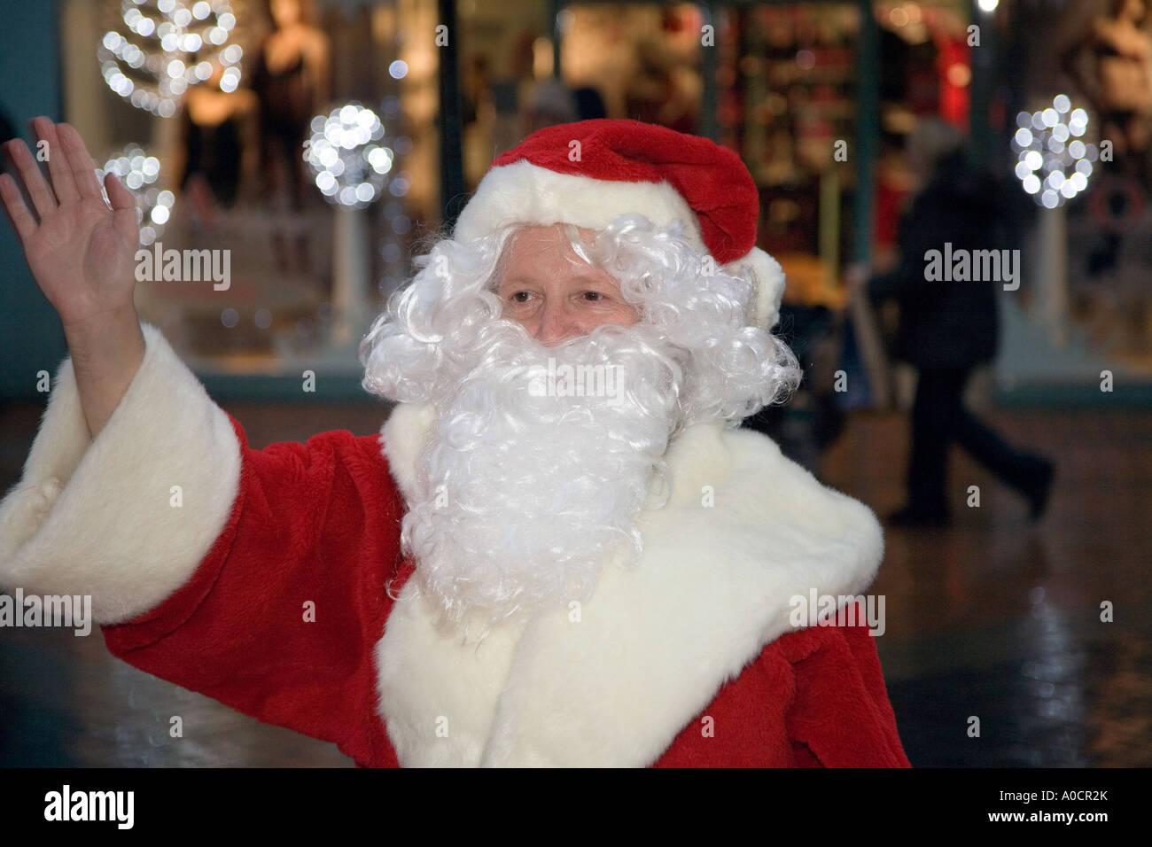 Father Christmas store greeter outside Debenhams in Perth High street ...