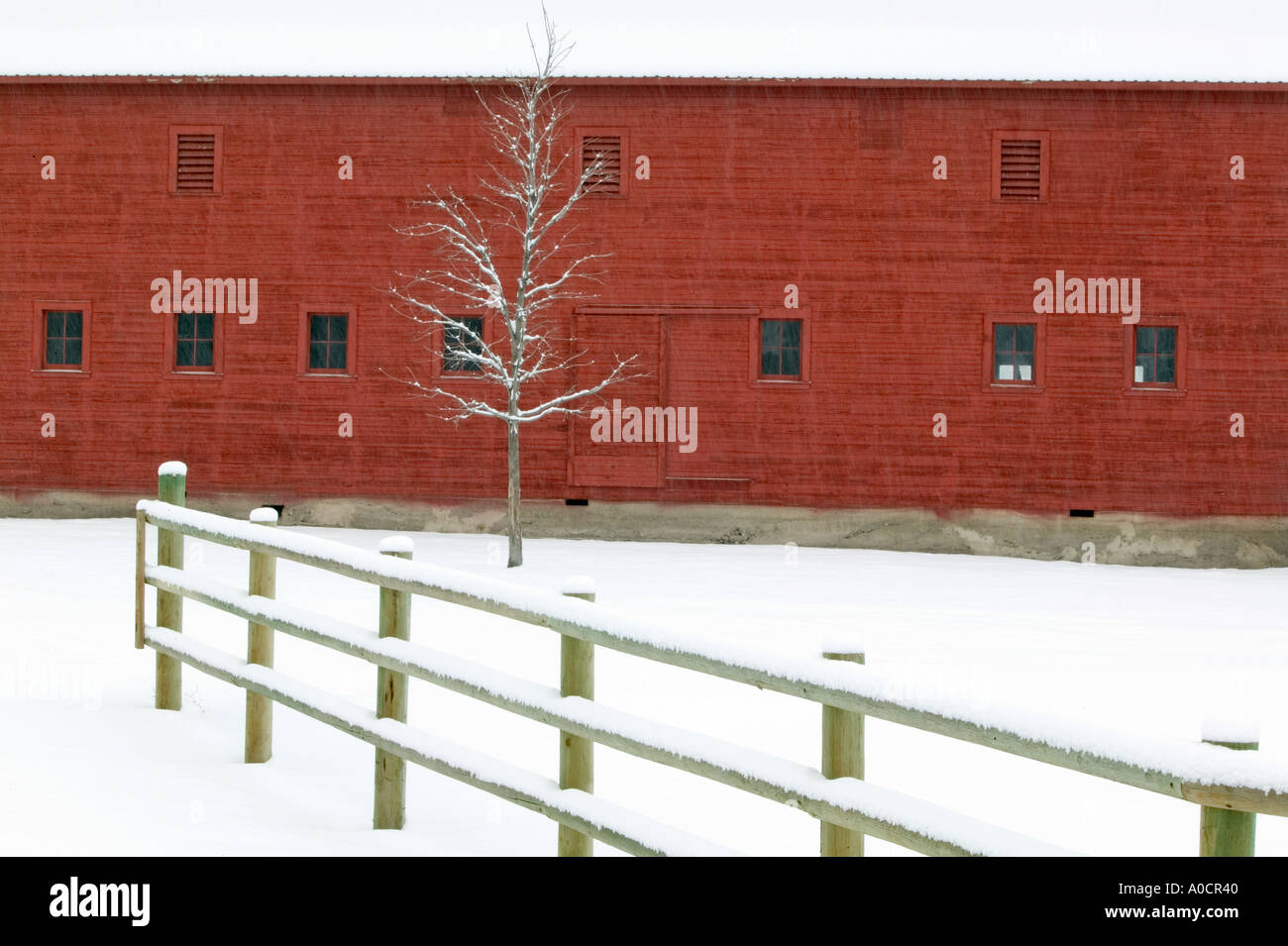Barn with snow and fence Near Joseph Oregon Stock Photo - Alamy