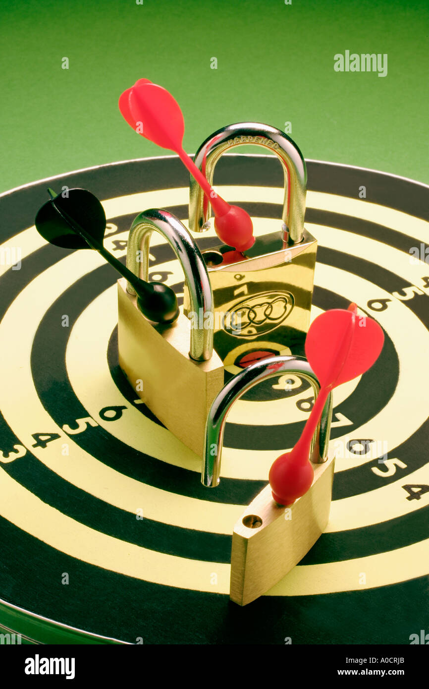 Locks on Dartboard Stock Photo - Alamy