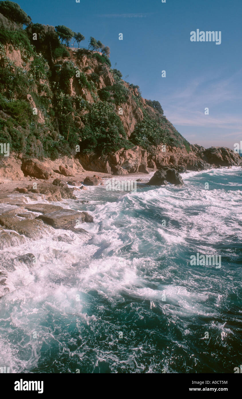 Mediterranean Sea.Waves. Costa Brava near Blanes. Girona Province ...