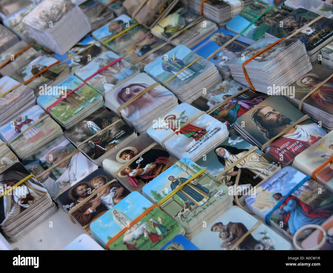 Religious iconic cards in catholic country Stock Photo - Alamy