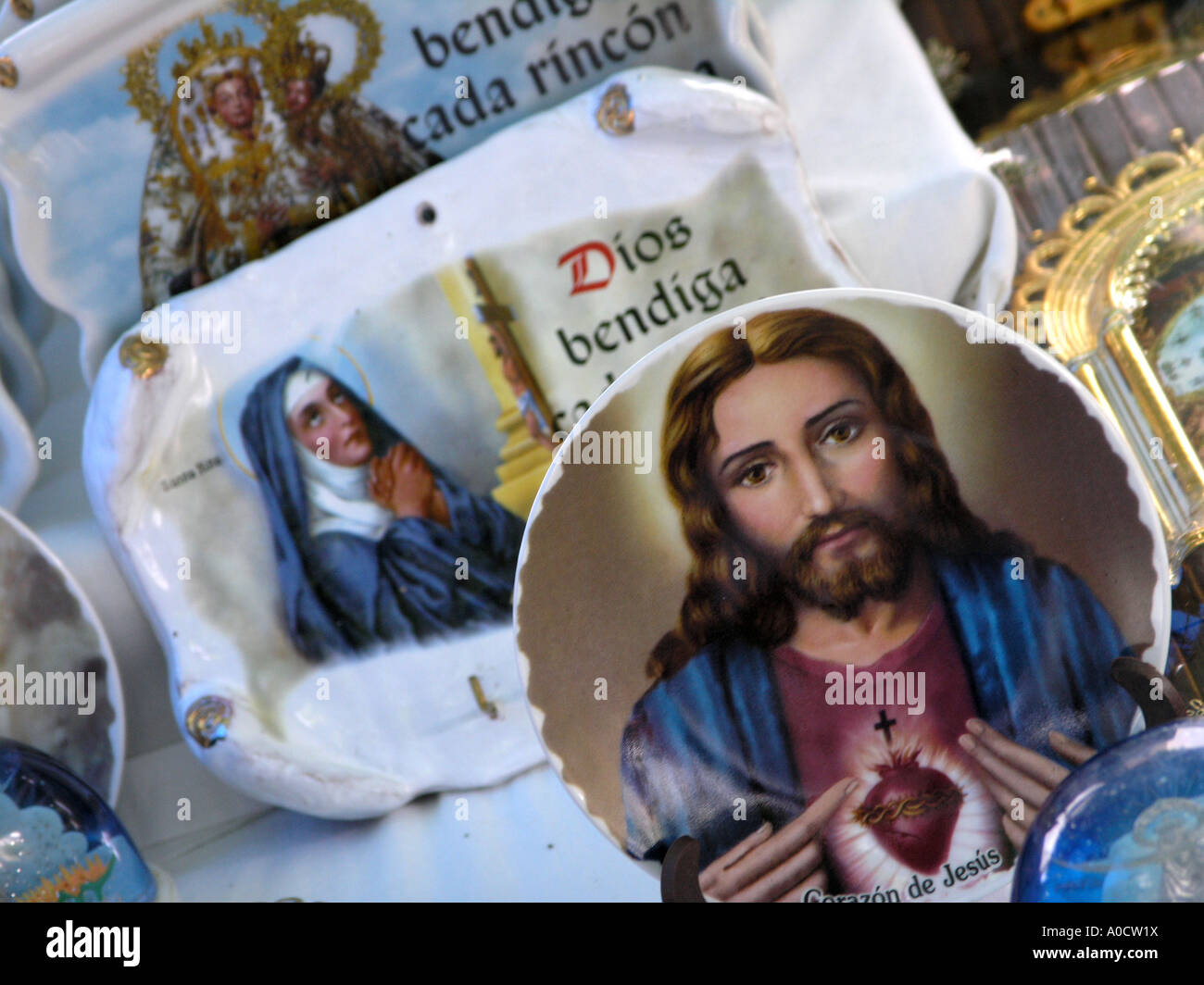 Religious iconic ceramic plates in catholic country Stock Photo - Alamy