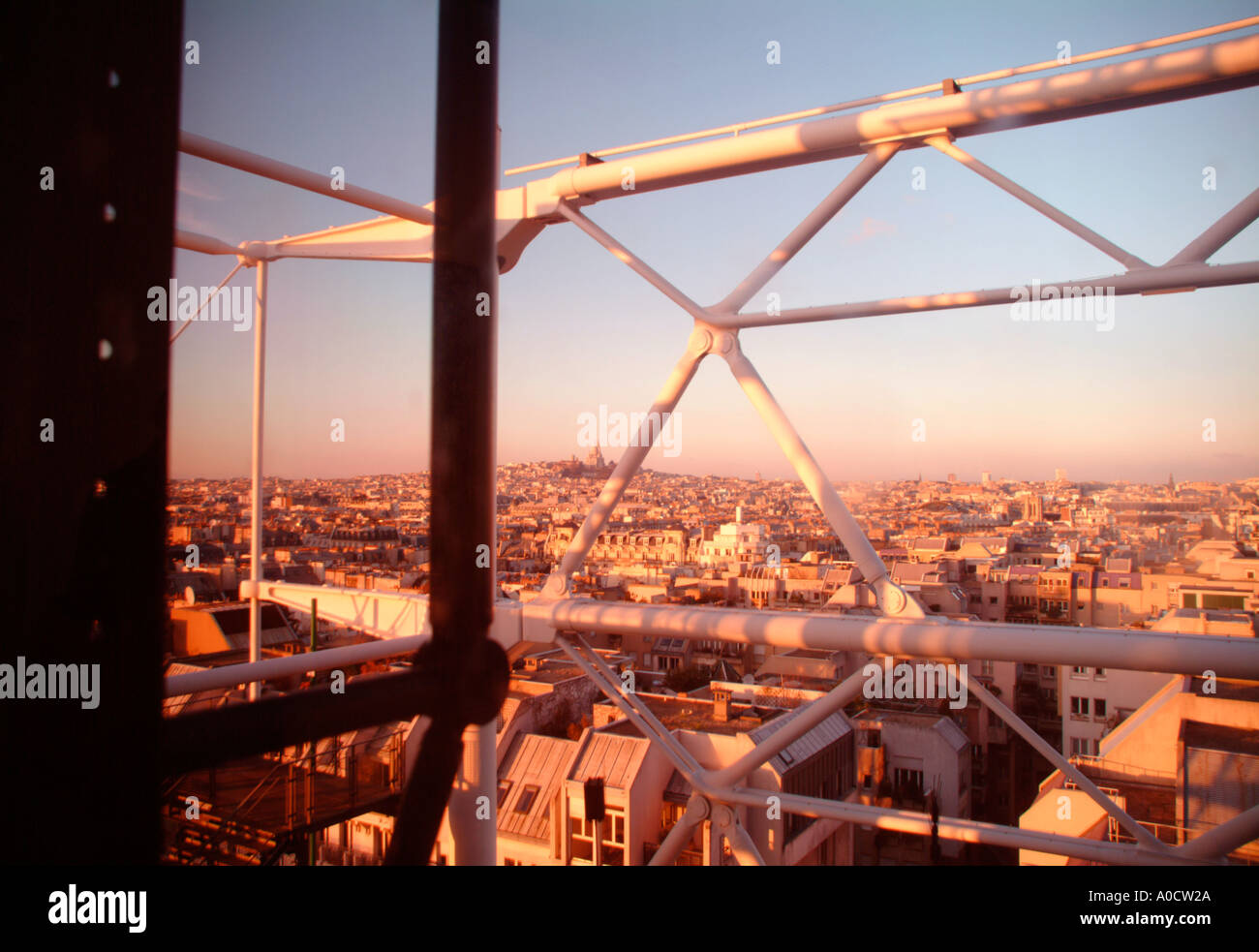 sunset over paris viewed from the top of the pompidou centre Stock ...