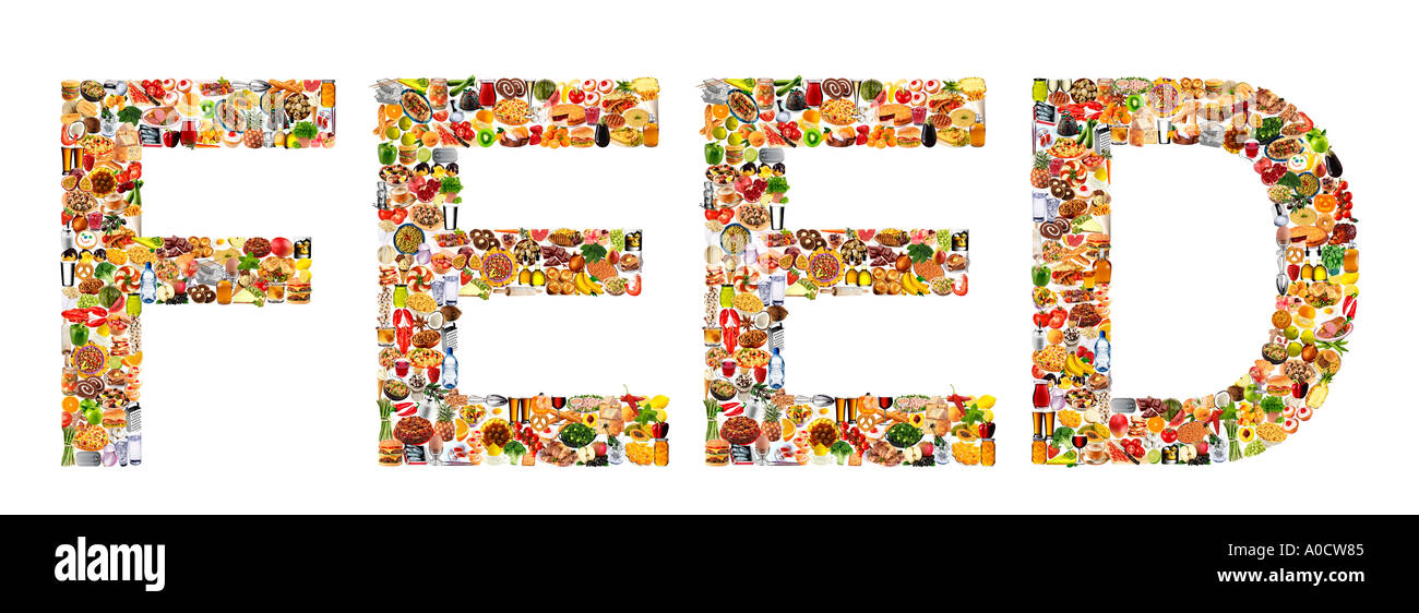 FOODFONT LETTER ON WHITE FEED Stock Photo - Alamy