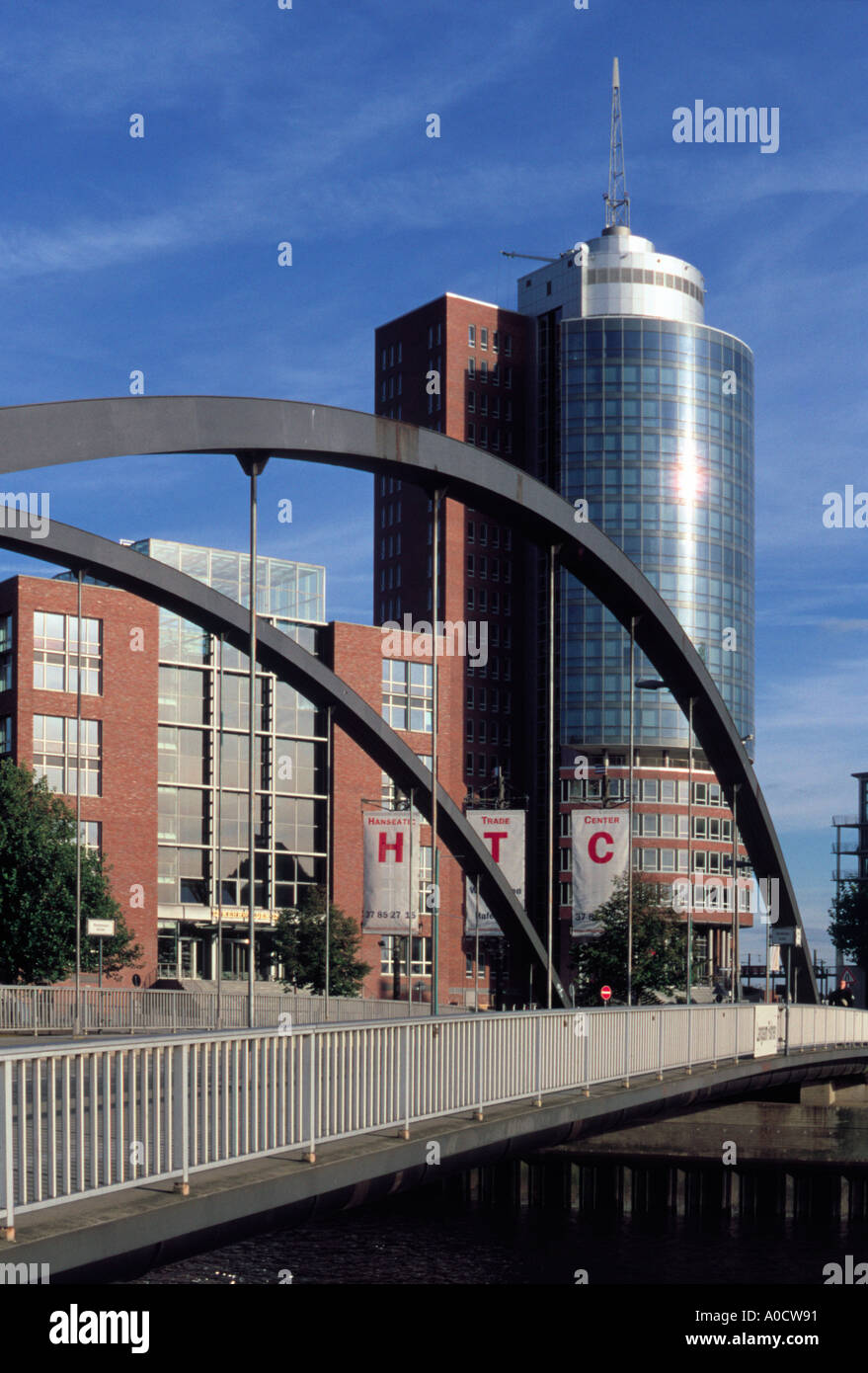 The Hanseatic Trade Center tower at the head of the Speicherstadt in ...
