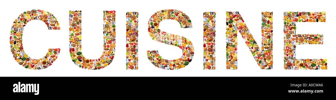FOODFONT LETTER ON WHITE CUISINE Stock Photo - Alamy