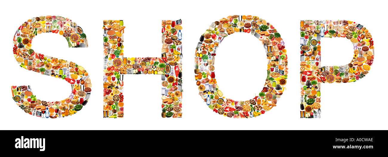 Food shop alphabet letters hi-res stock photography and images - Alamy