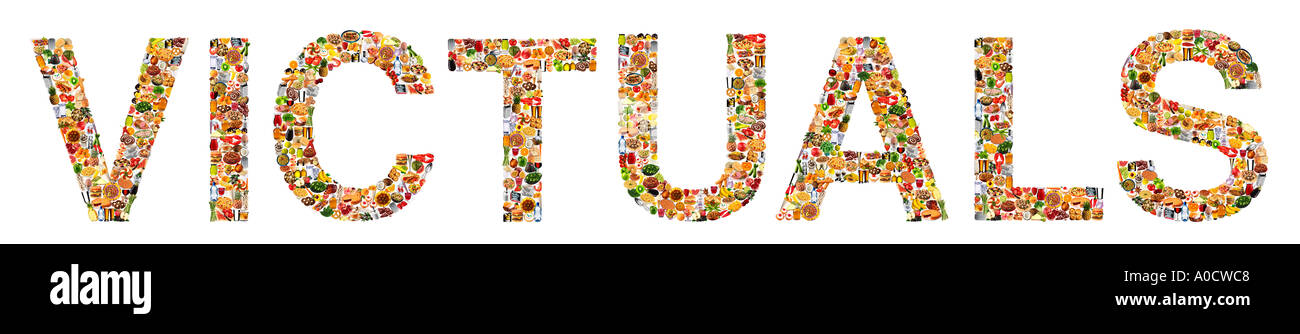 FOODFONT LETTER ON WHITE VICTUALS Stock Photo - Alamy