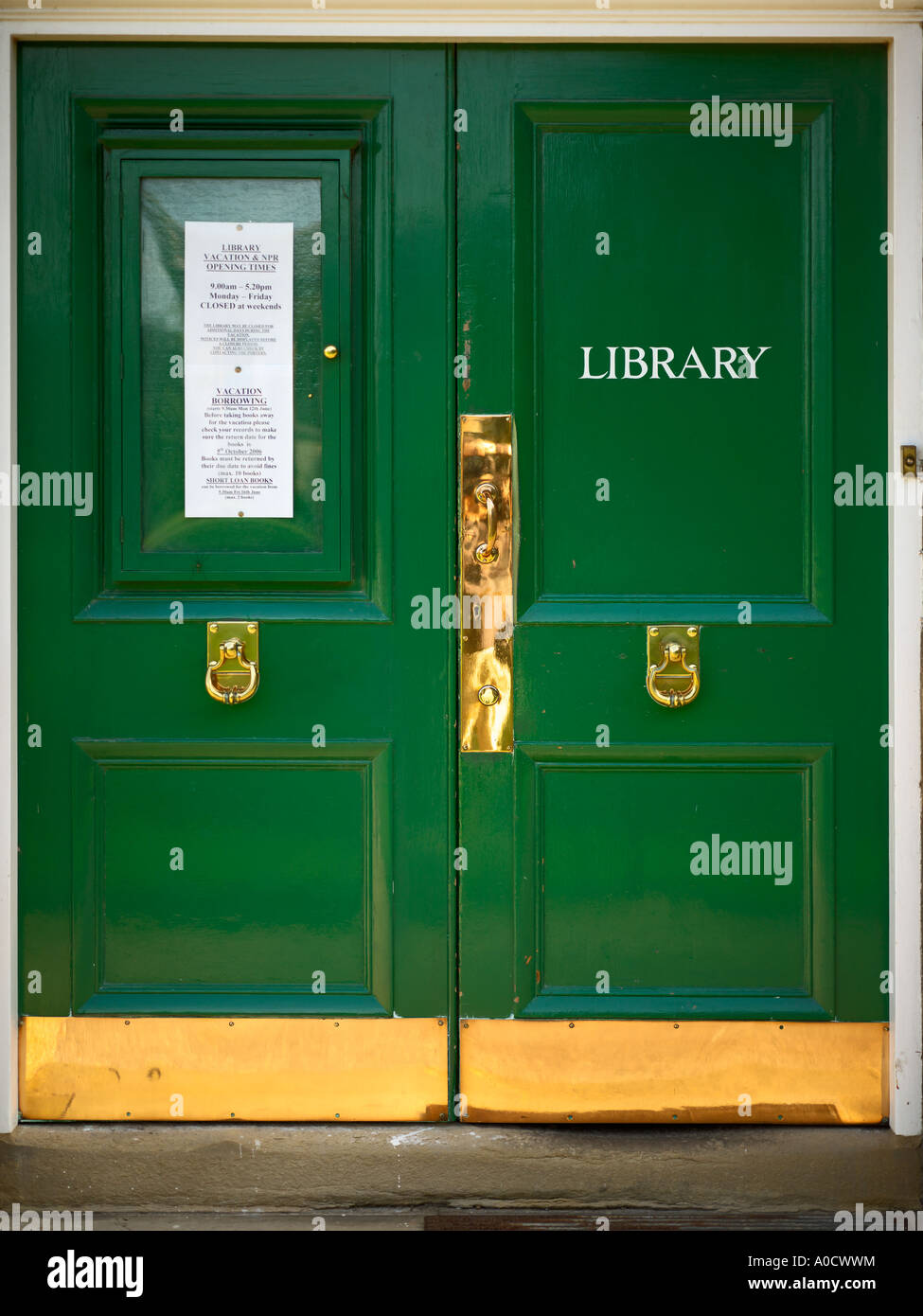 Cambridge college library doors Stock Photo - Alamy