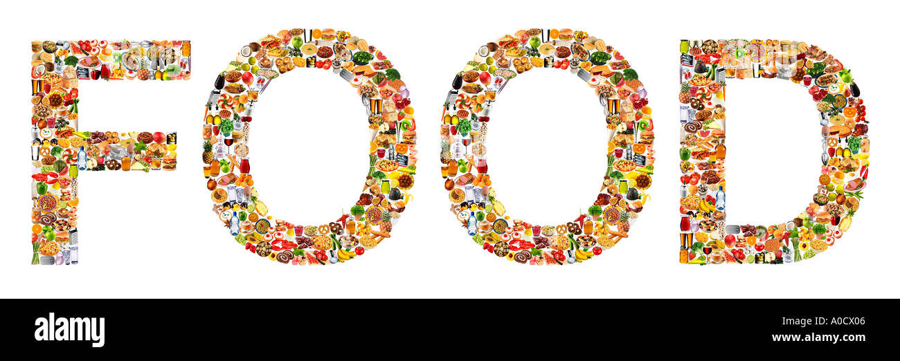 FOODFONT LETTER ON WHITE FOOD Stock Photo - Alamy