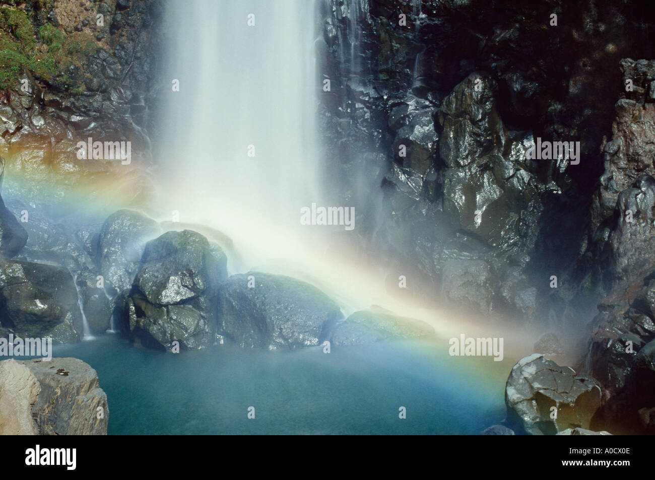 A rainbow at the base of Senri no taki Waterfall Kirishima Yaku ...