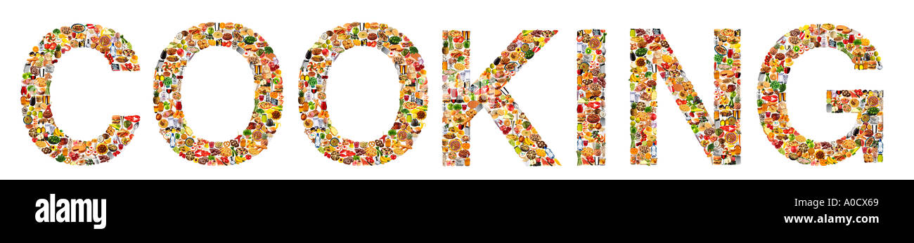 FOODFONT LETTER ON WHITE COOKING Stock Photo - Alamy