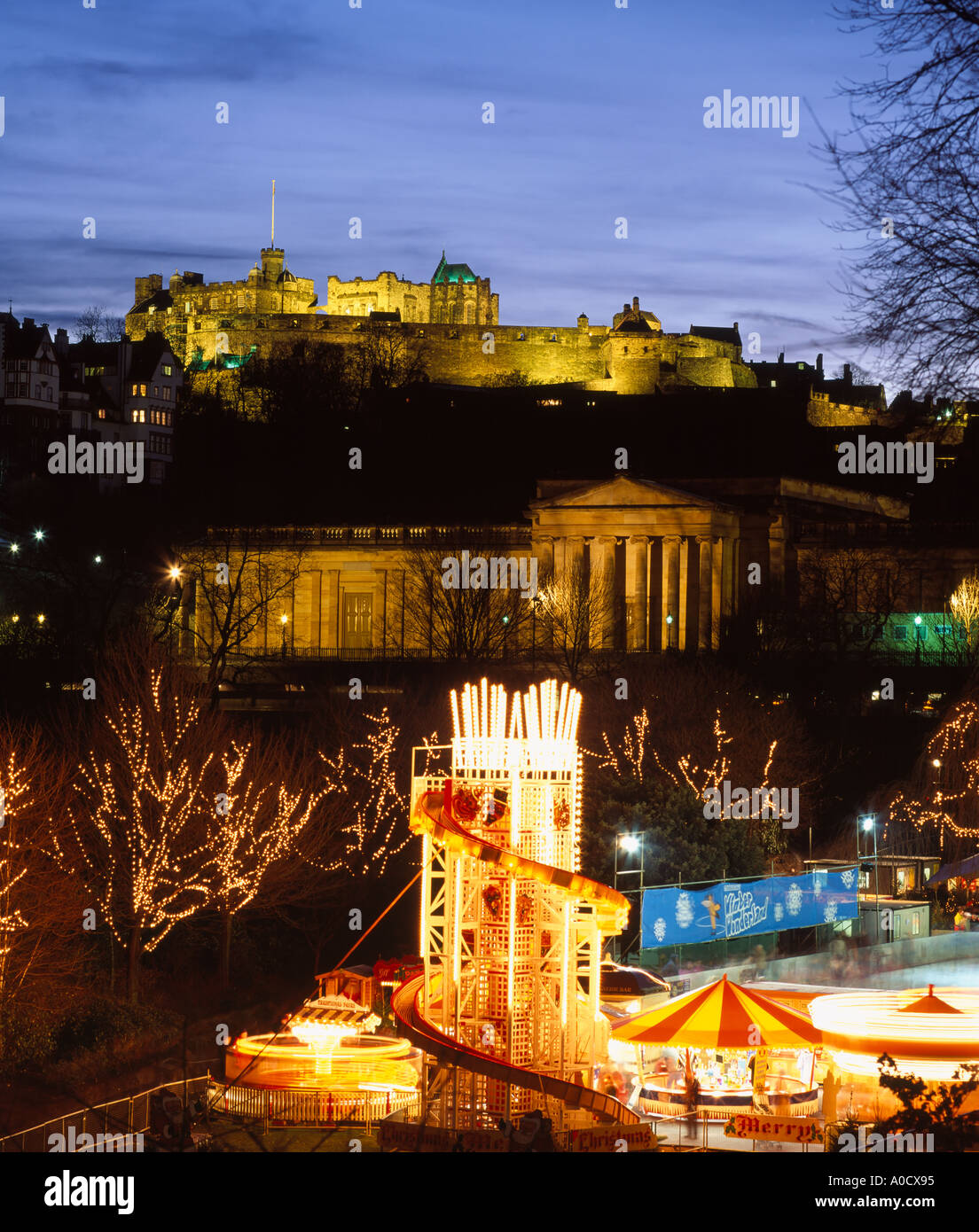 Christmas fun fair princes street edinburgh gardens scotland uk hi-res ...