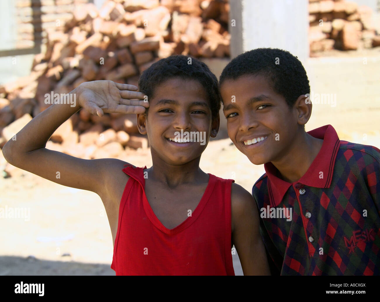 Happy egyptian village children Stock Photo - Alamy
