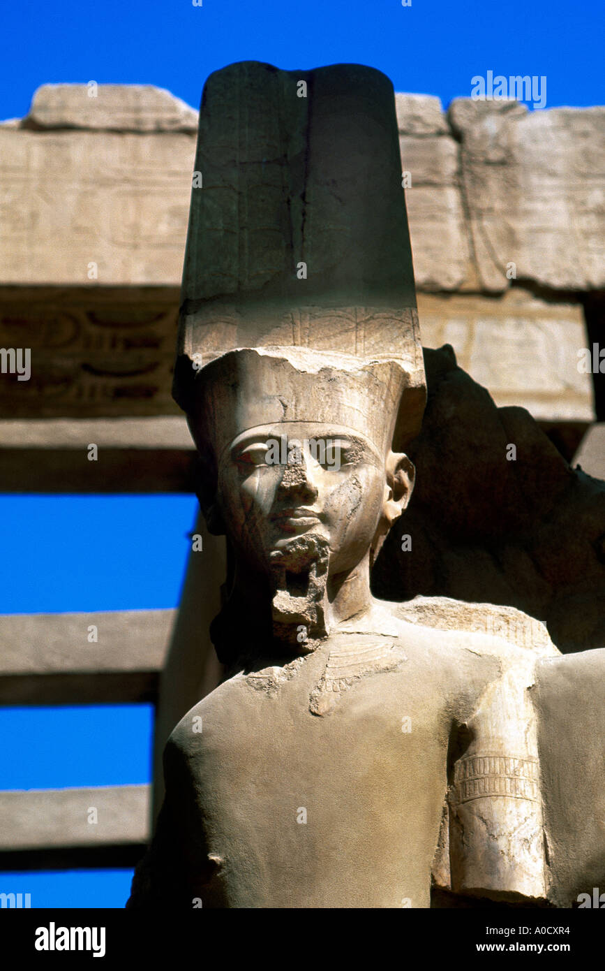 Karnak Egypt Great Temple Of Amun Statue Of Amun Stock Photo - Alamy