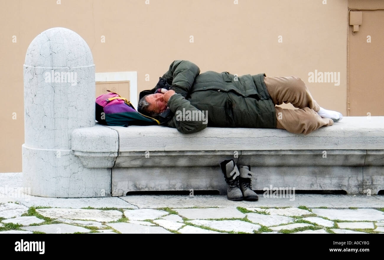 Italy Trieste Man Asleep Stock Photo - Alamy