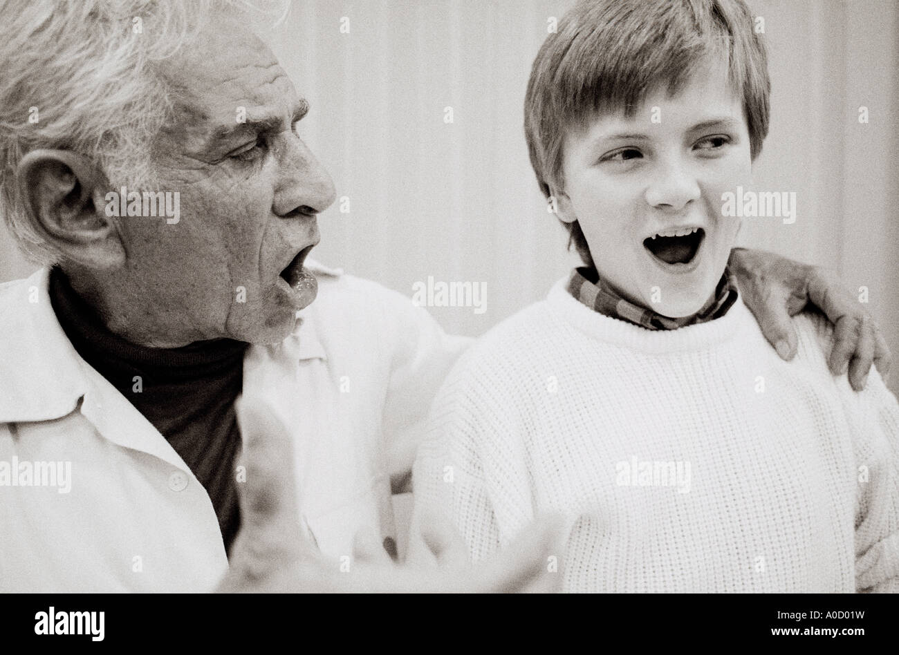 The late Leonard Bernstein and a young Aled Jones Stock Photo - Alamy