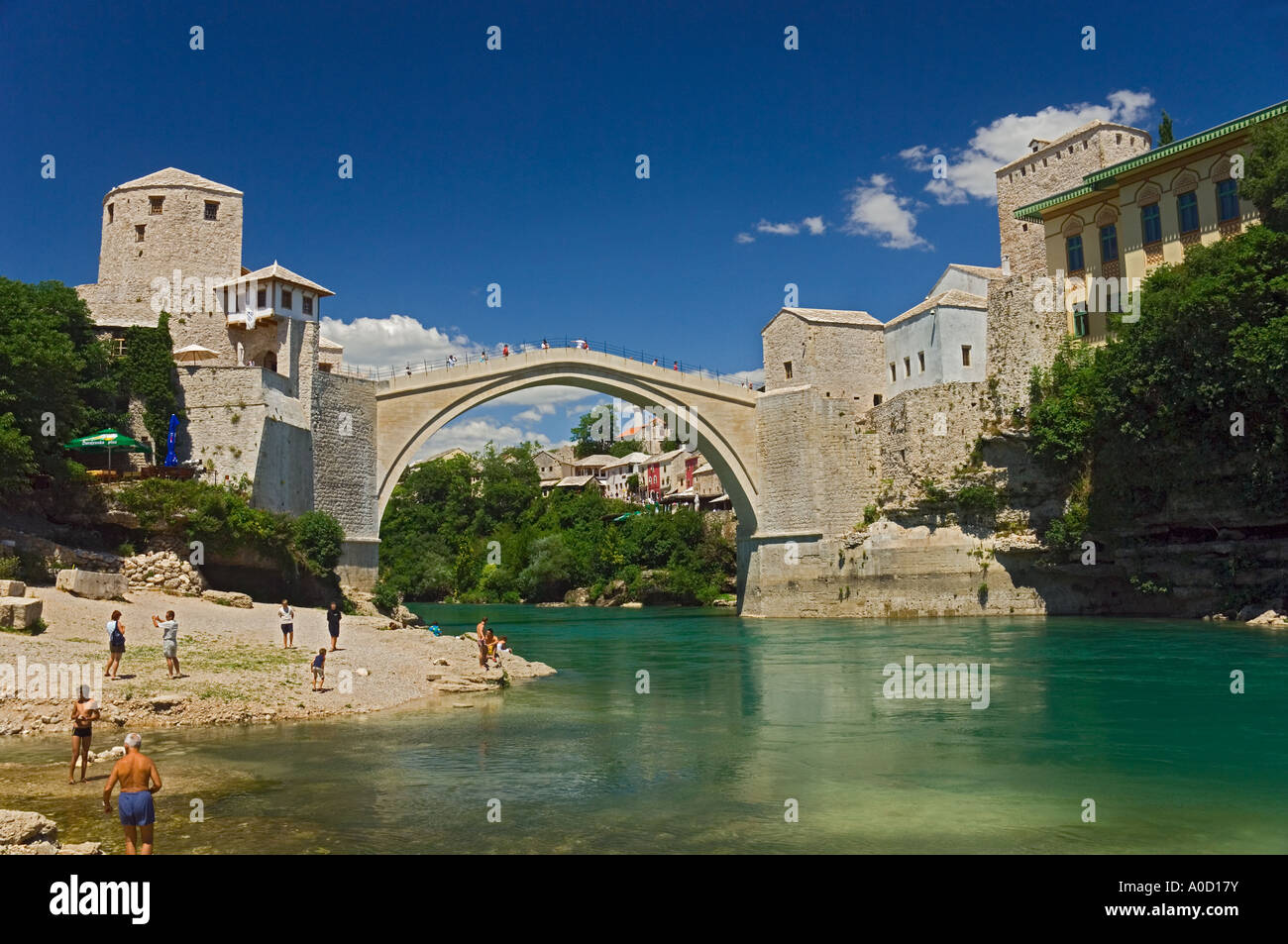 The new Old Bridge over the river Neretva Mostar Bosnia and Herzogovina ...