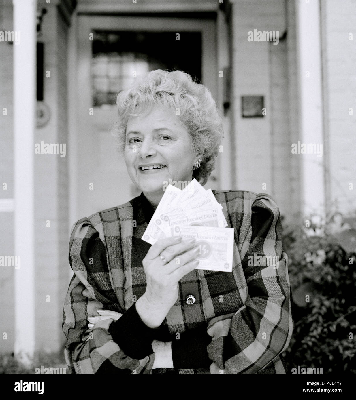 Brothel Madame Cynthia Payne with her infamous luncheon vouchers in ...