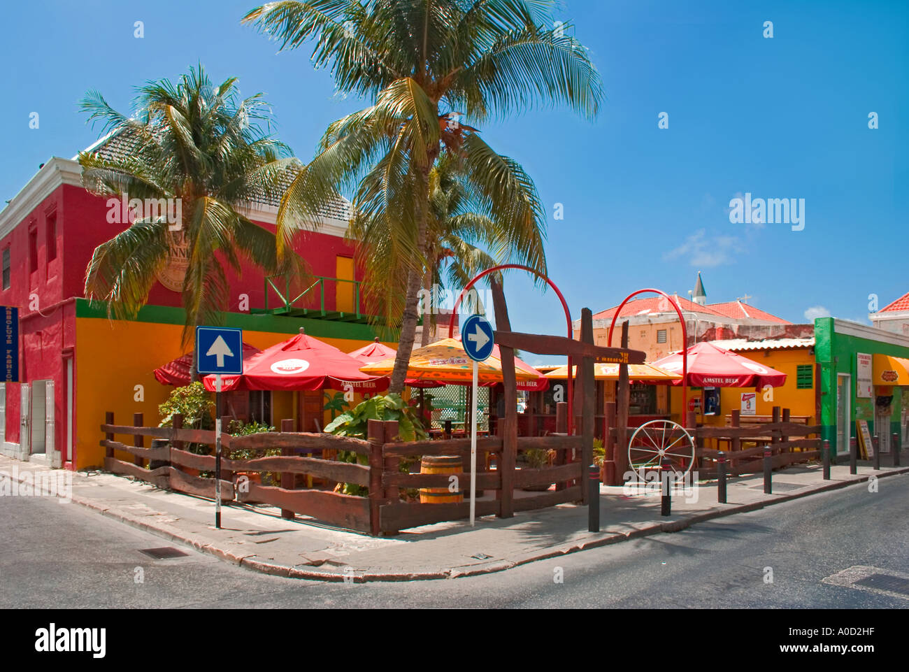 Bars Restaurant on street corner Stock Photo - Alamy