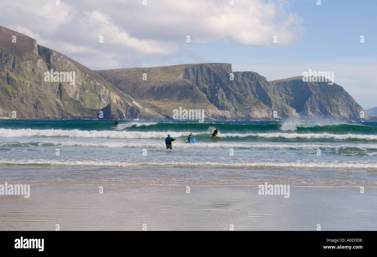 Ireland County Mayo Achill Island Keel Beach view toward Dooega Head ...