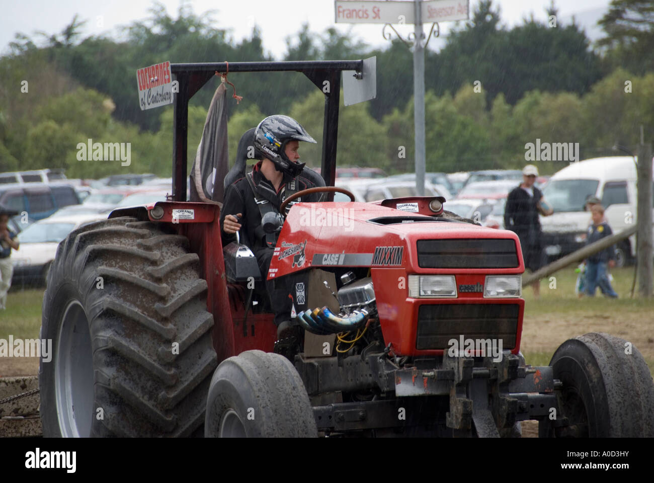 Rainy tractor pulling race Stock Photo - Alamy