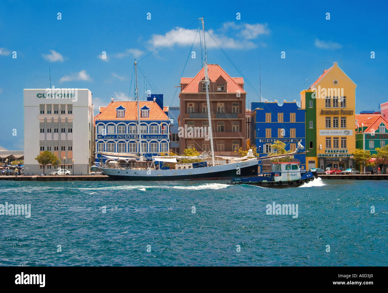 Handelskade in Willemstad capitol town of Curacao Netherlands Antilles ...