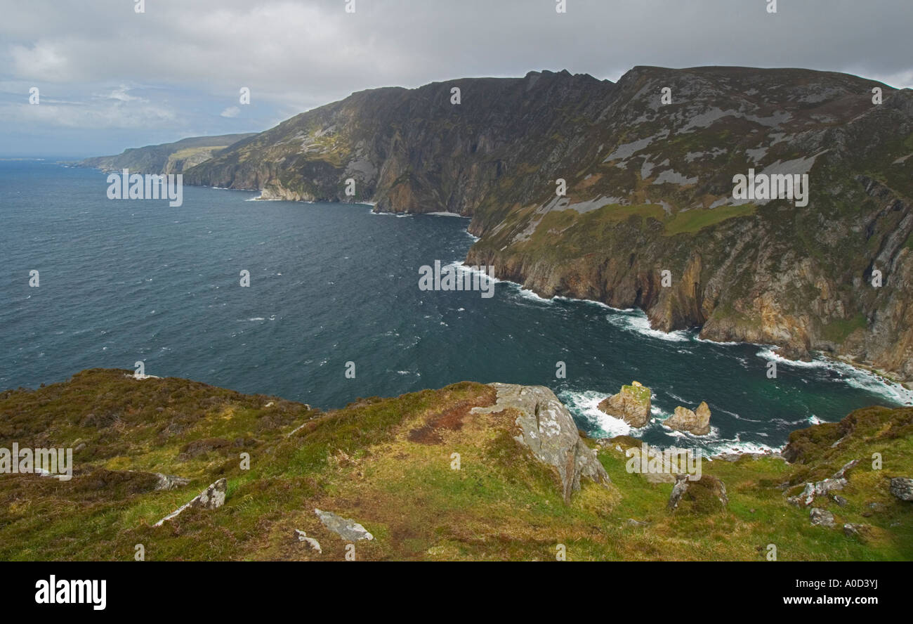 Ireland County Donegal Cliffs of Bunglass view toward Slieve League ...