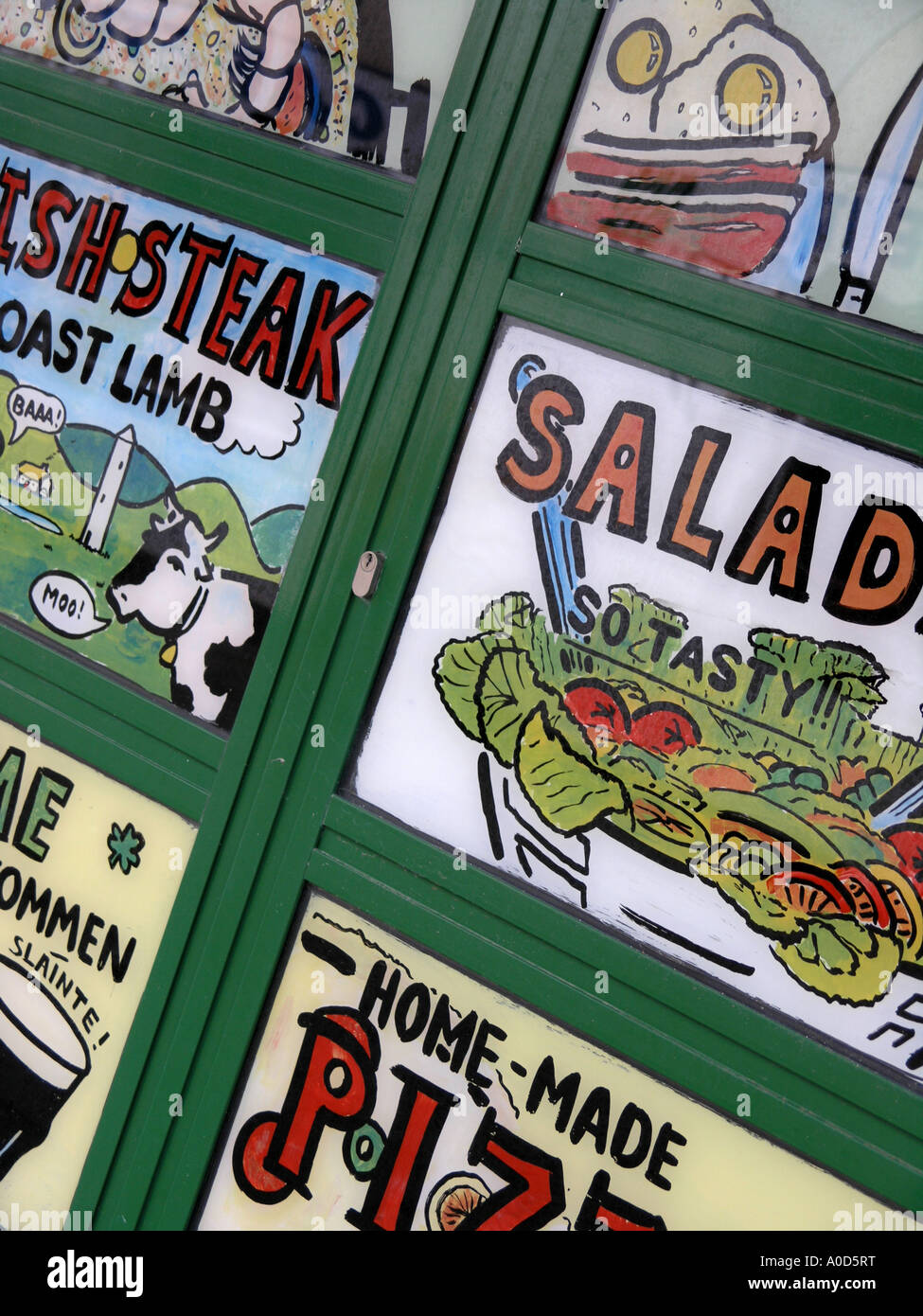 Painted menu on a window Stock Photo - Alamy