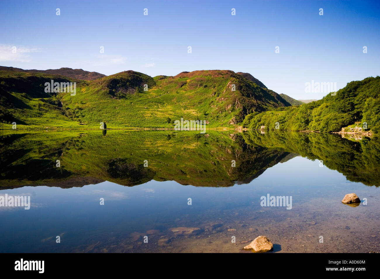 Perfect reflection on lake in Snowdonia - fantastic picture of lake ...