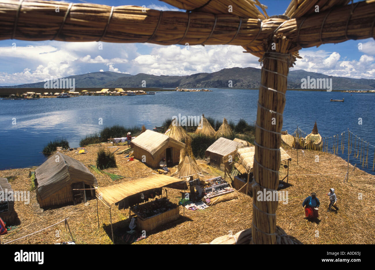 Huts Uros Floating Islands Lake Titicaca Peru Stock Photo - Alamy