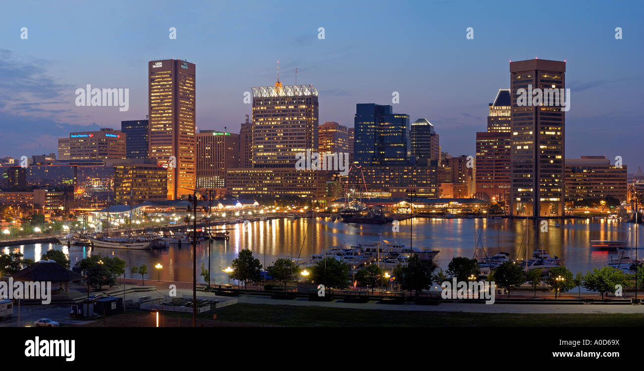 Baltimore's Skyline at night. Baltimore, Maryland, USA Stock Photo - Alamy