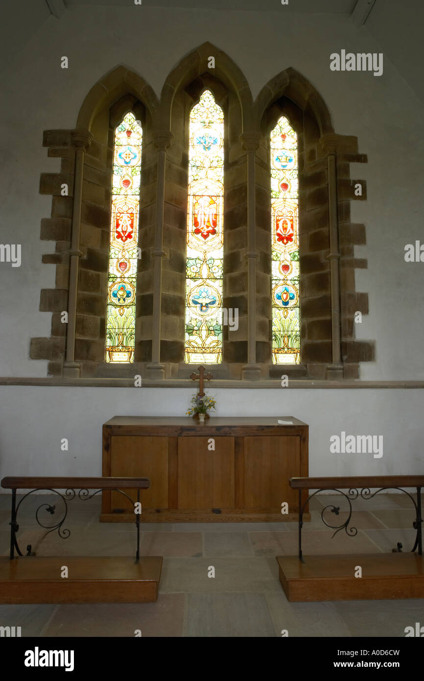 small chapel with altar and stained glass window Stock Photo - Alamy