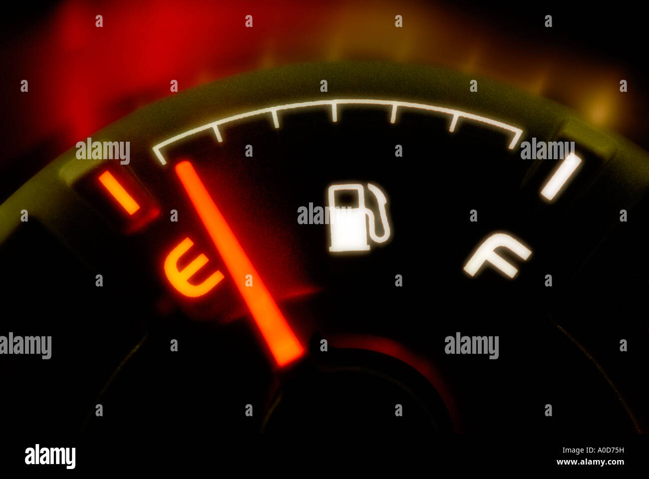 Running on empty. Fuel gage showing empty Stock Photo - Alamy