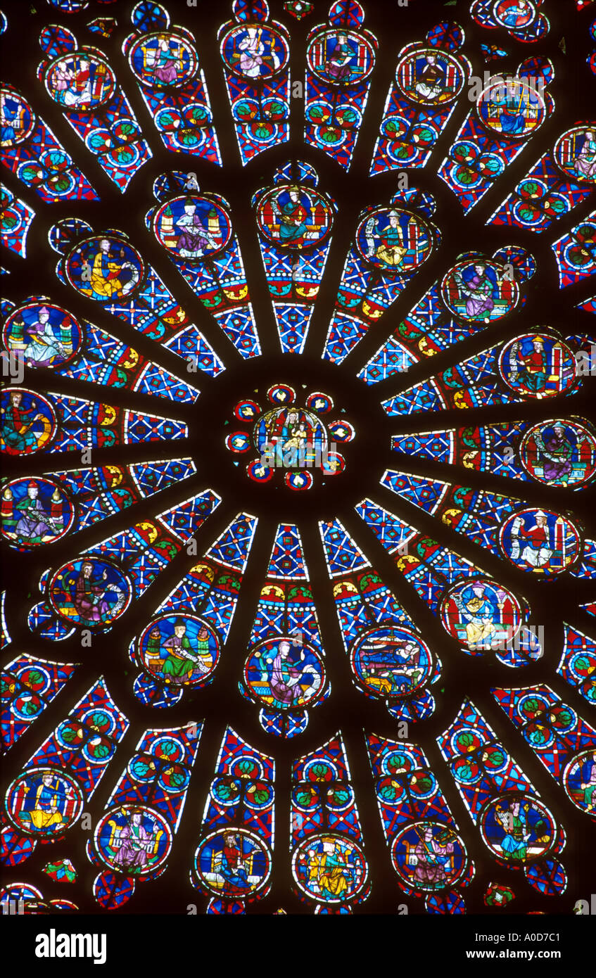 France Paris Notre Dame North Rose Window 13th century stained glass ...