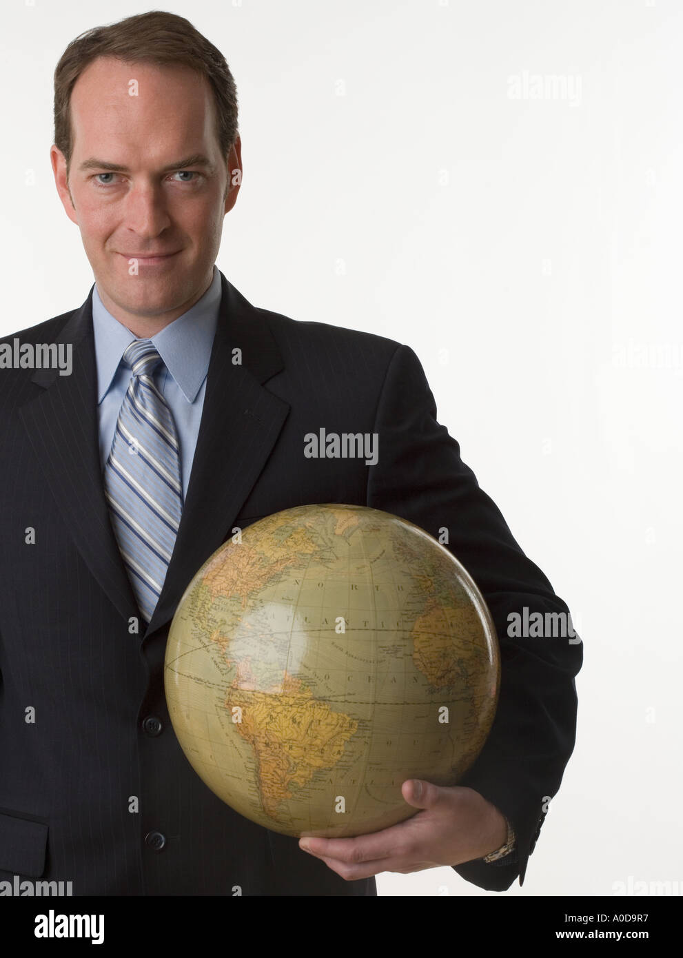 Man holding globe Stock Photo - Alamy