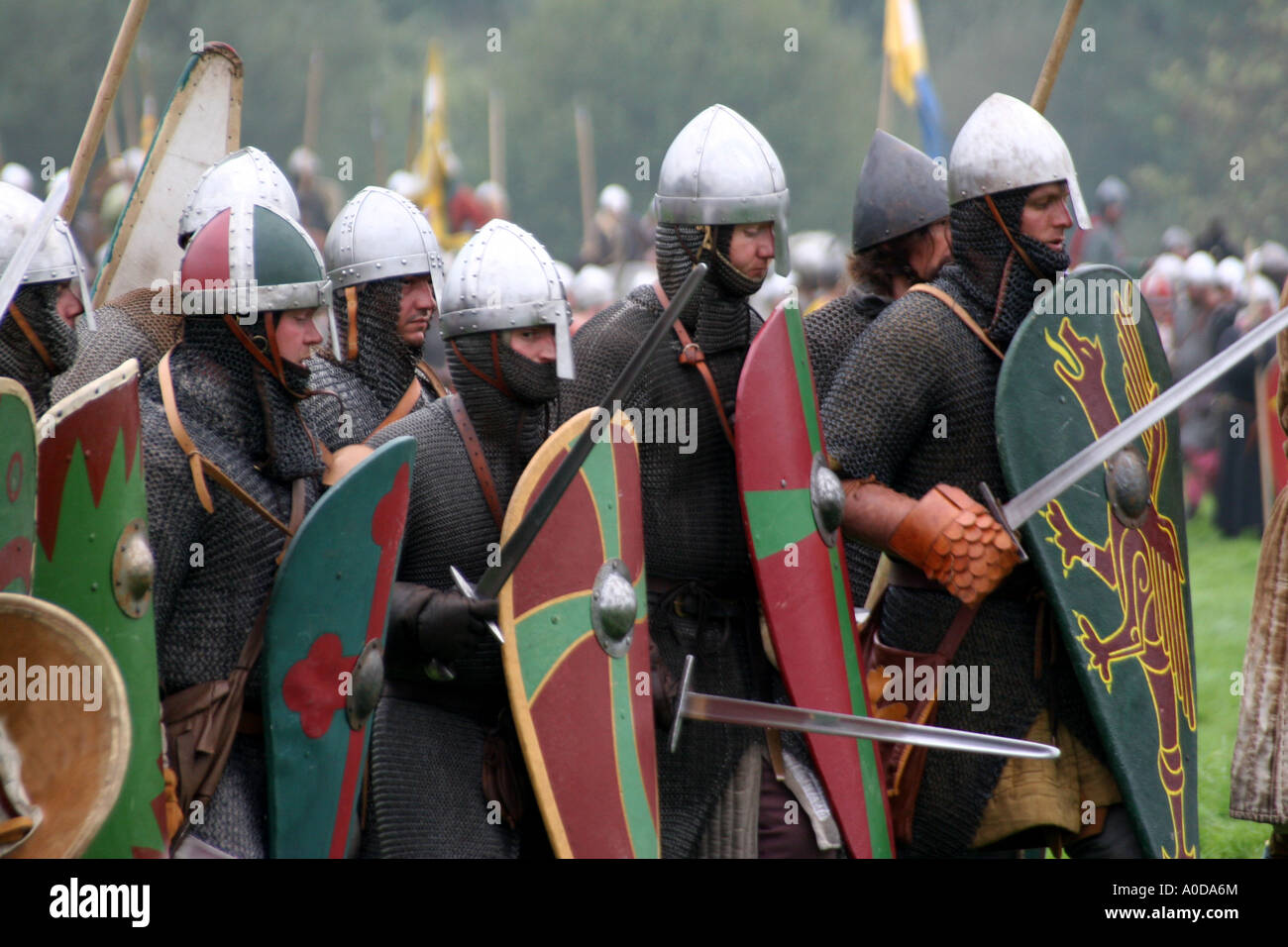 The Normans advance at the re enactment of the battle of Hastings Stock ...