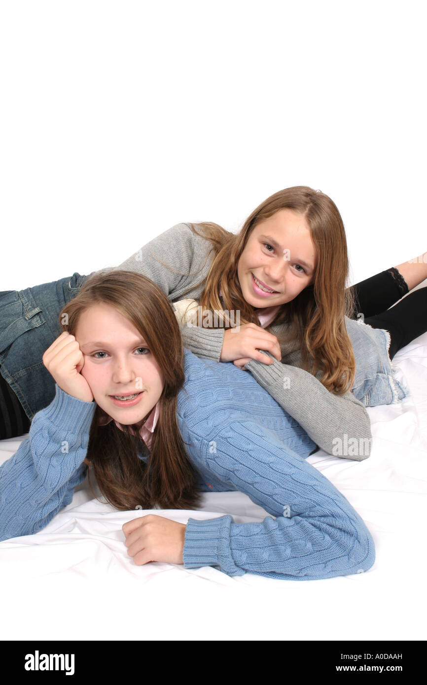 Two English Teenage Sisters Stock Photo Alamy