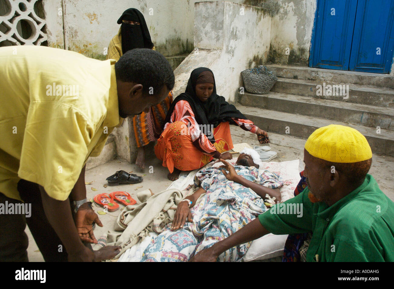 Injured patient in the central hospital of Merca, Somalia Stock Photo ...