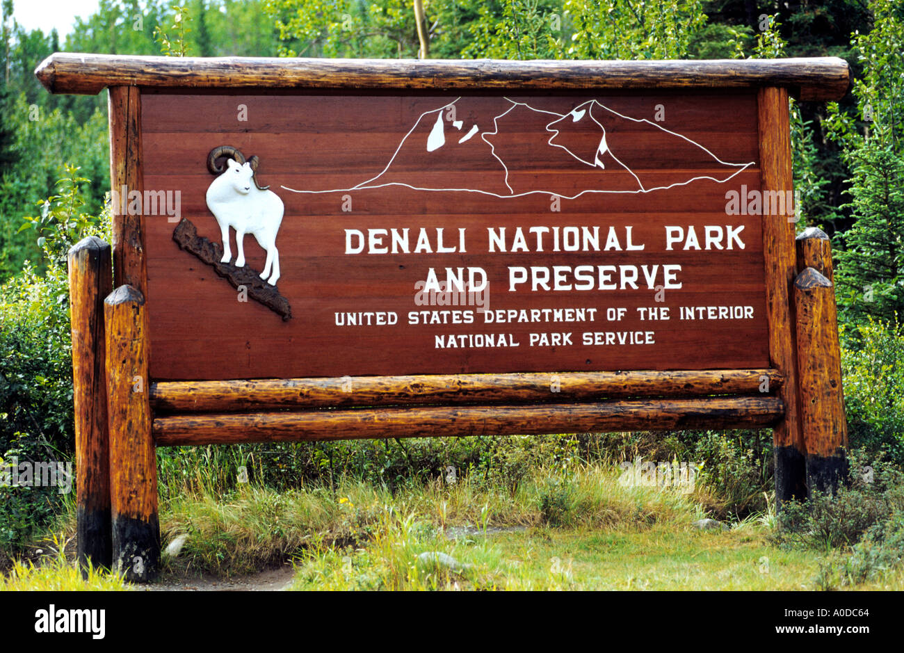 Denali National Park Preserve Sign Alaska USA Stock Photo: 56420 - Alamy