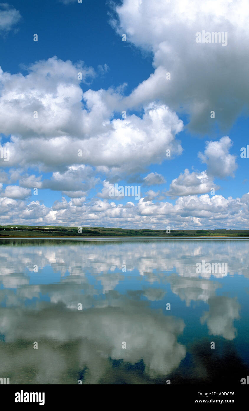 Reflections on still Lake Saskatoon Island Provincial Park Alberta ...