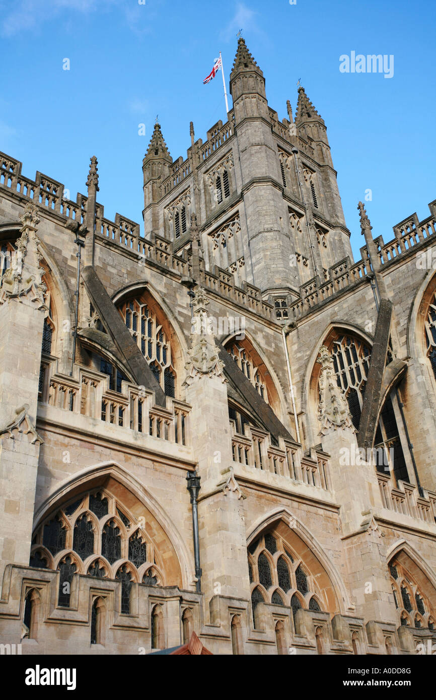 Closeup view of Bath Abbey Cathedral in Bath Somerset a world heritage ...