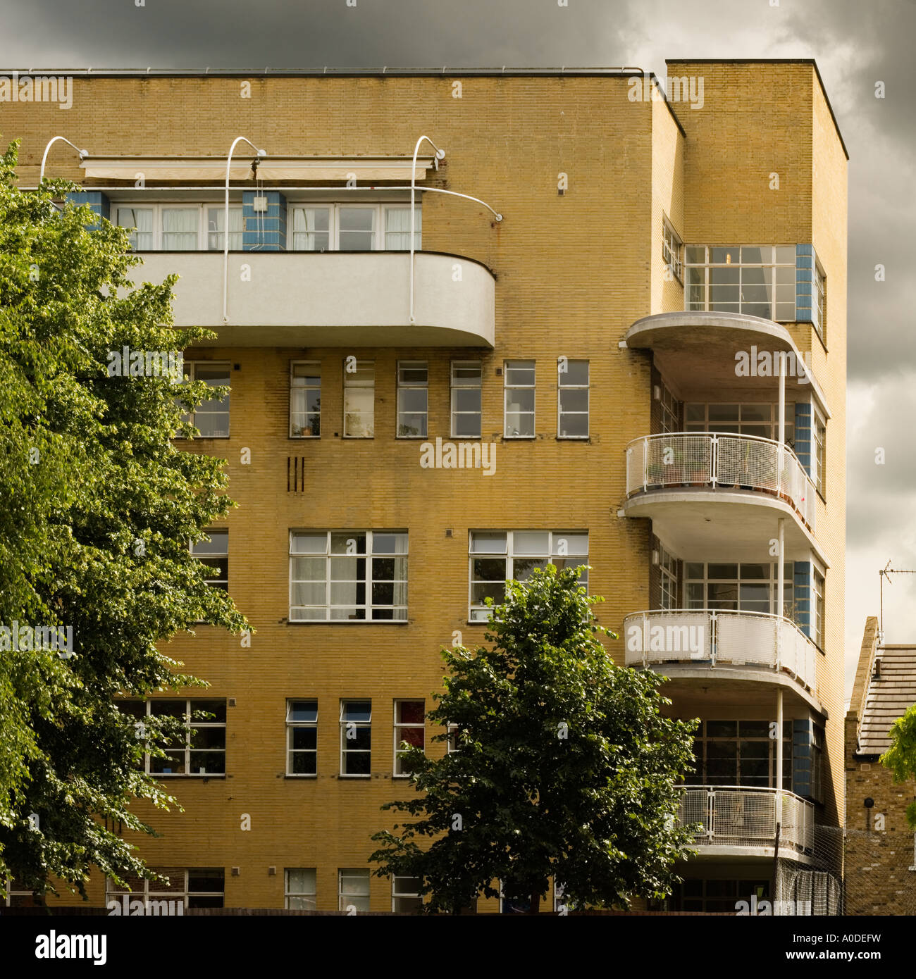 Bauhaus block of flats in Hackney east London England UK Stock Photo ...