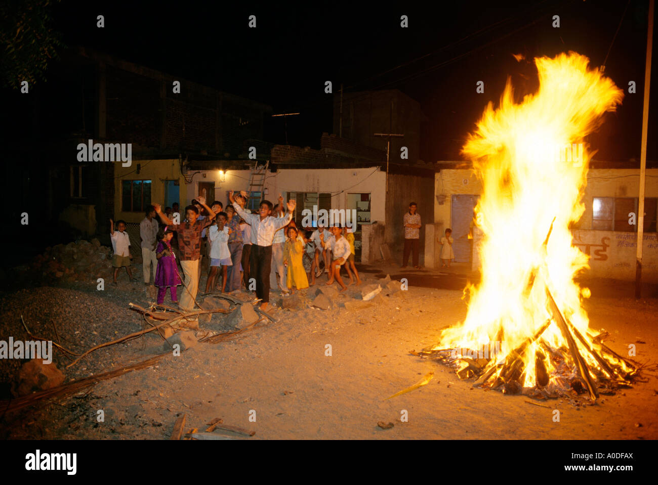Holi Festival bonfire in India Stock Photo - Alamy