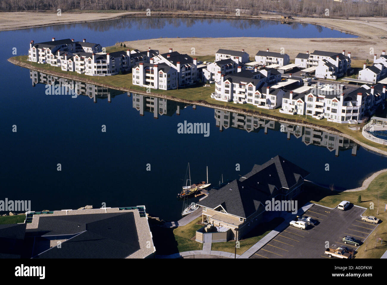 A man made lake and townhouse developement in Boise Idaho Stock Photo ...