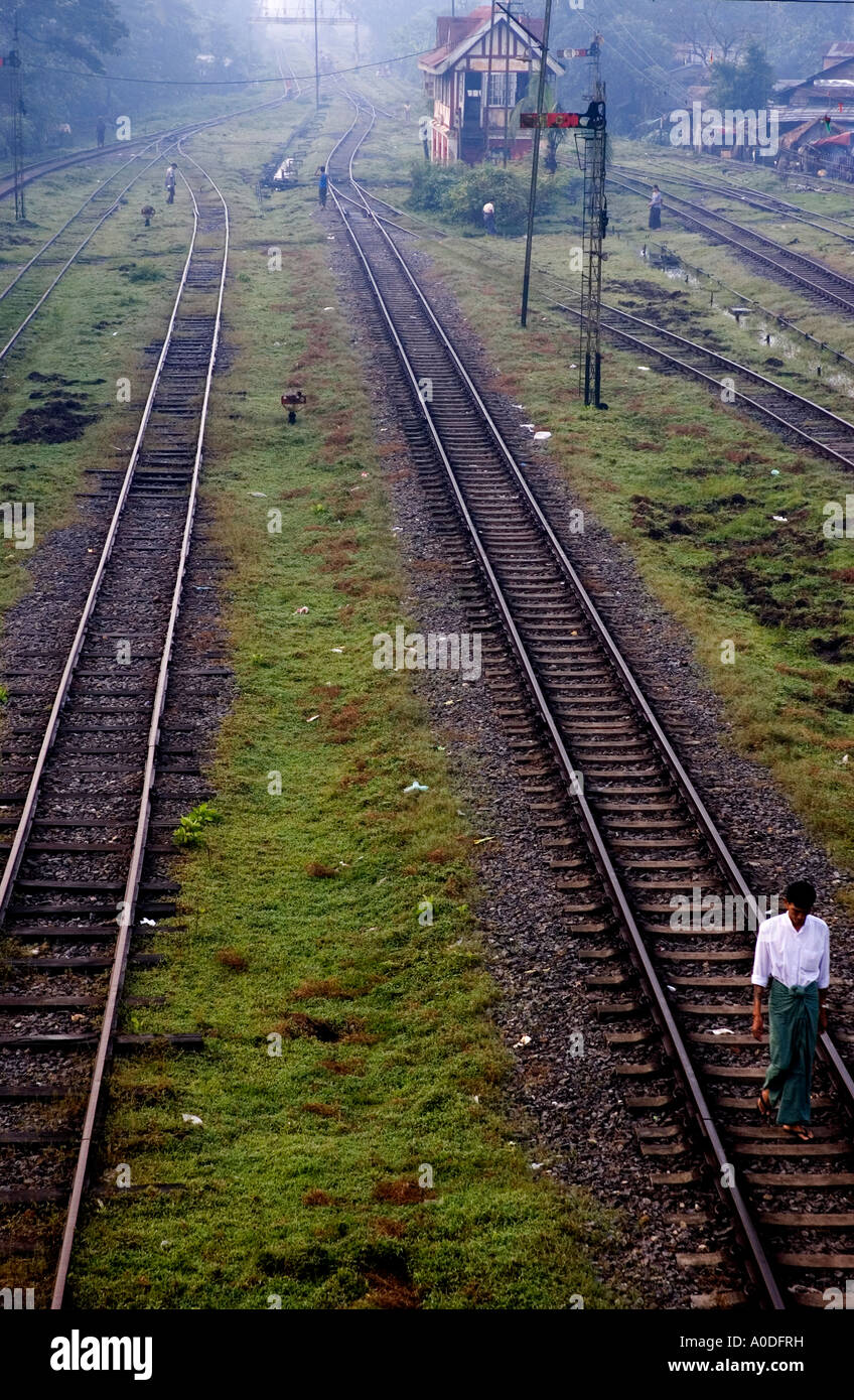 Stock photograph of the railway yards and signal building at Bago in ...