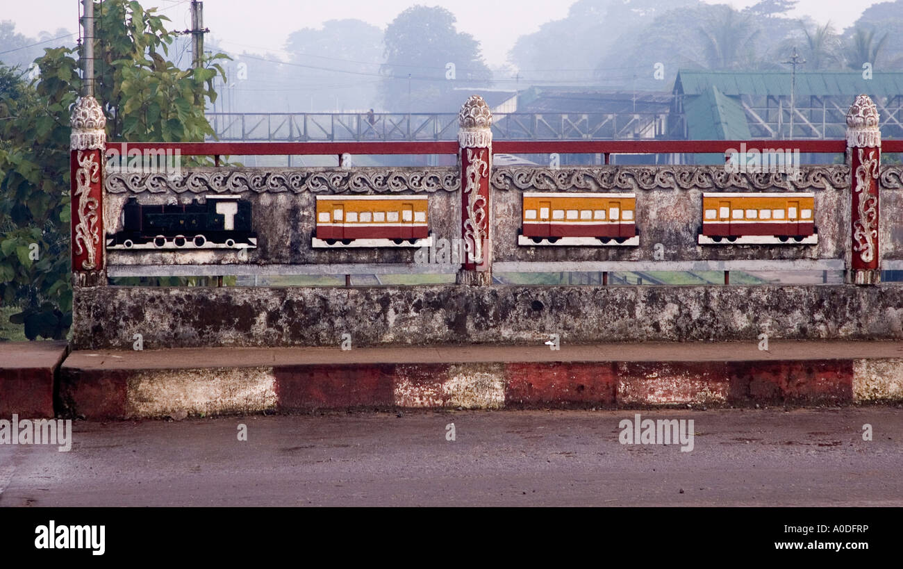 Stock photograph of the railway bridge rail detail at Bago in Myanmar ...
