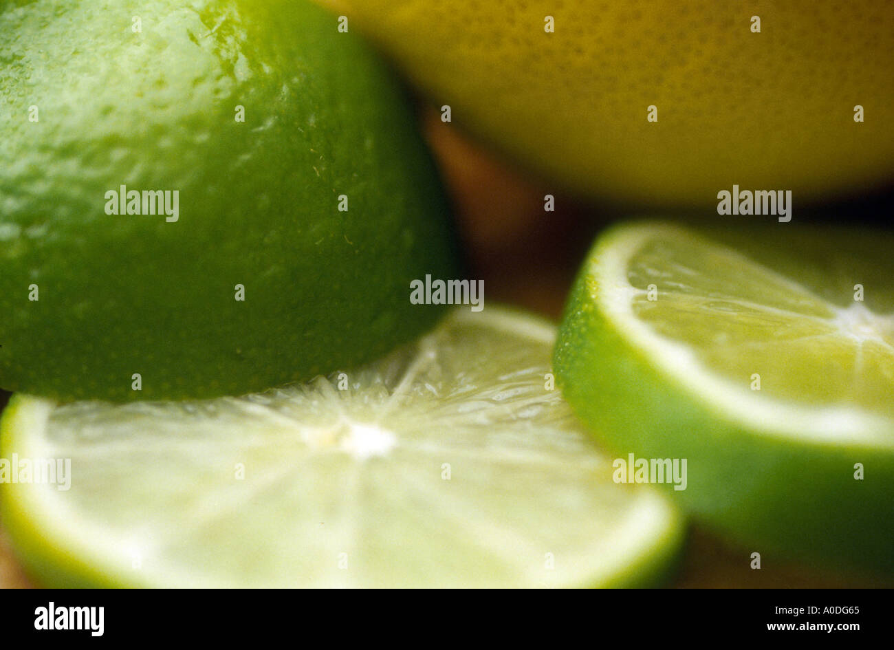 Still life with lime and lemon Stock Photo - Alamy