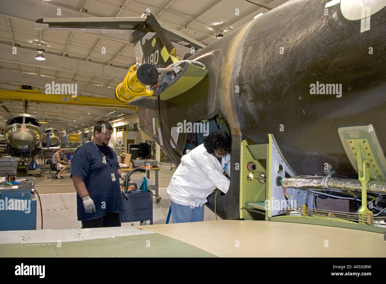 Aviation assembly workers at the Beechcraft factory in Wichita Kansas ...